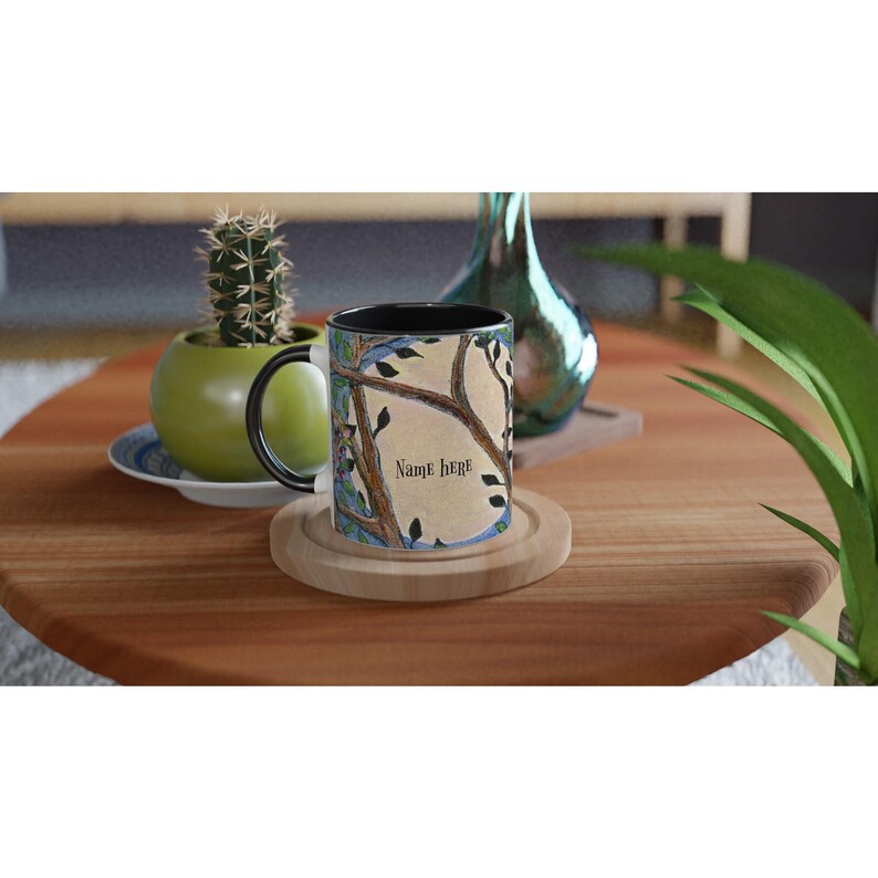 Personalized Full Moon Mug - Tree of Life Art - Unique Botanical Design ...
