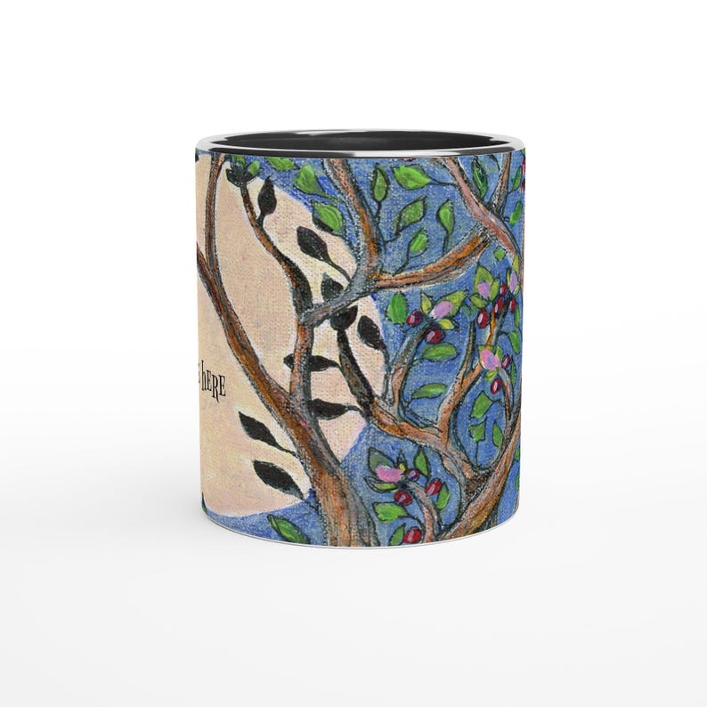 Personalized Full Moon Mug - Tree of Life Art - Unique Botanical Design ...
