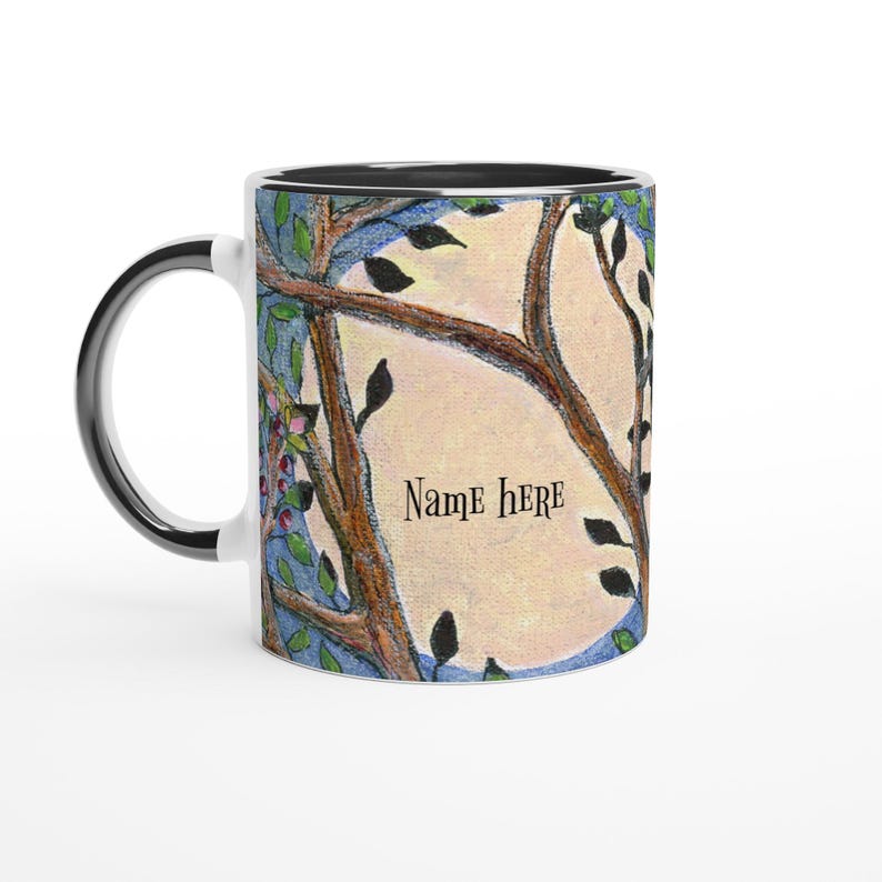 Personalized Full Moon Mug - Tree of Life Art - Unique Botanical Design ...