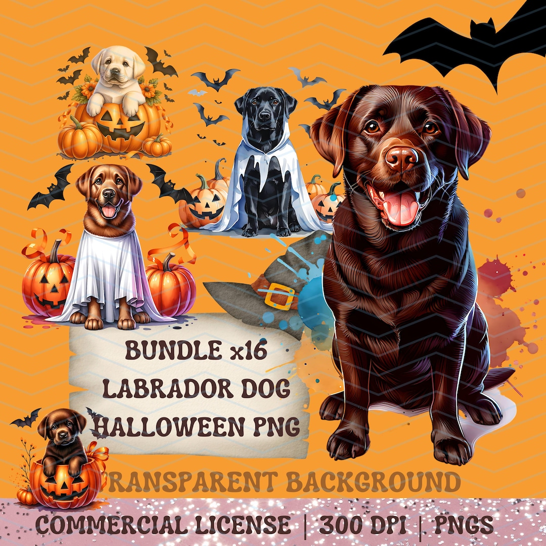 Halloween Bundle PNG Labrador Clipart Black Yellow Chocolate Labs ...