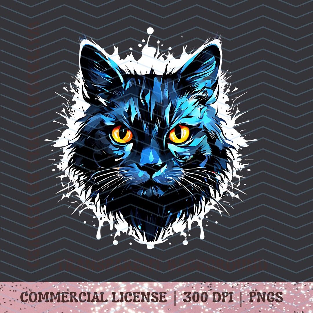 Cat Png Clipart Sublimation Shirt Design, Commercial Use Black Cat Png ...