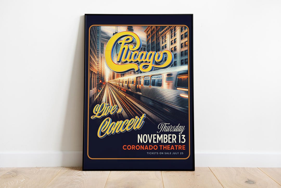 Chicago Concert Poster, Retro Music Wall Art, Rock Band Home Decor ...