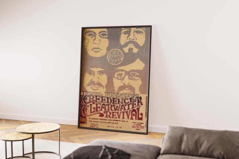 Creedence Clearwater Revival Concert Poster, Vintage Rock Wall Art for ...