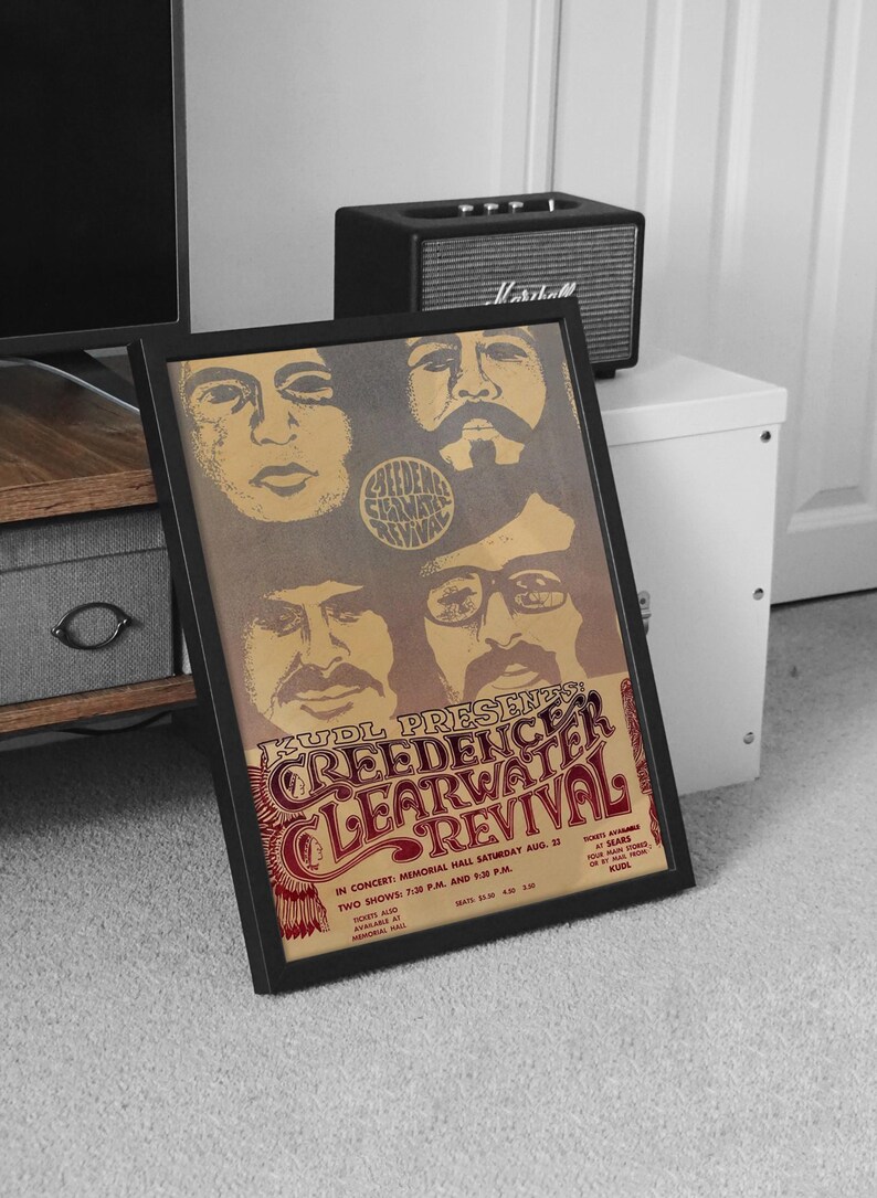 Creedence Clearwater Revival Concert Poster, Vintage Rock Wall Art for ...