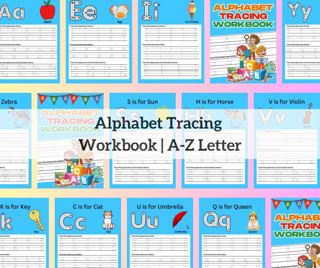 Alphabet Tracing Workbook (A-Z Letter) - Etsy