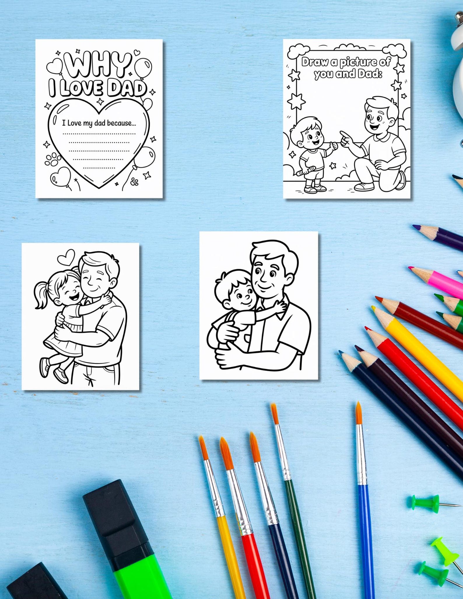 Father's Day DIY Keepsake: Printable 'why I Love Dad' Coloring Pages ...
