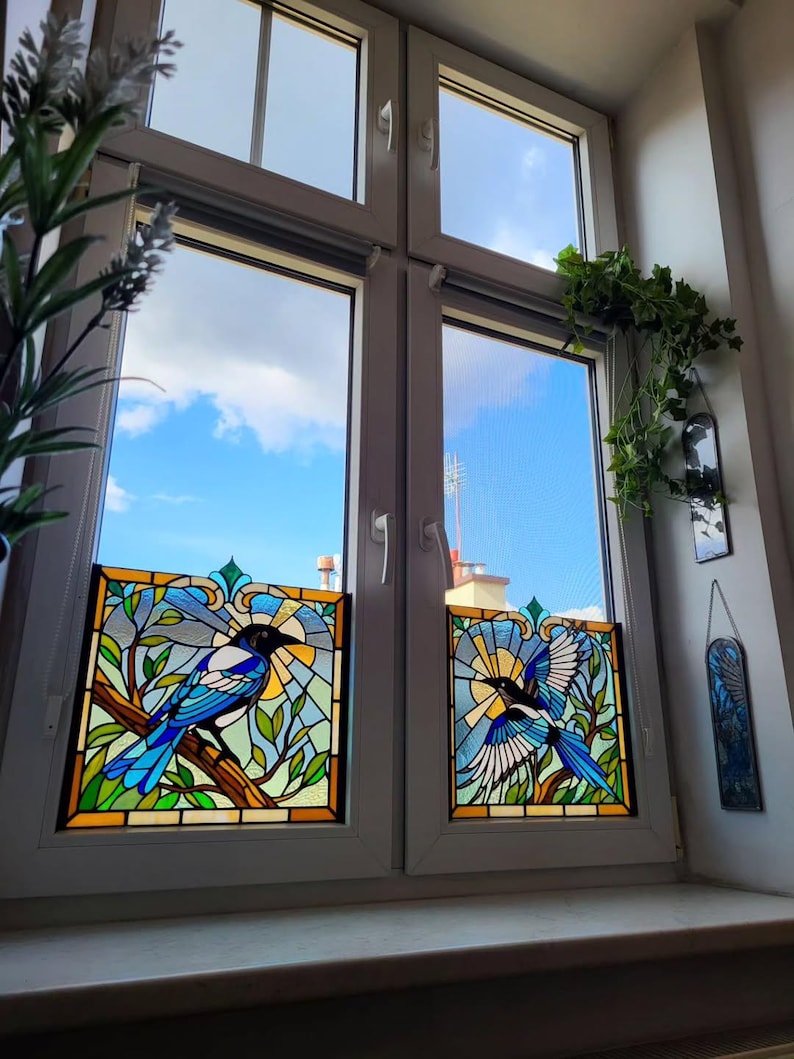 Magpie Bird Stained Glass Pattern, Digital Download PDF JPG, DIY Window ...