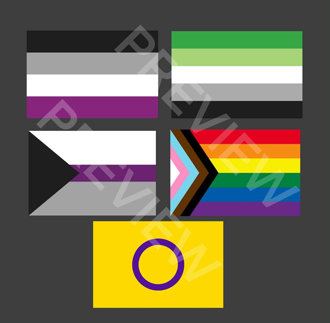 Digital Pride Flags, PNG JPEG PDF Files Pack, Demisexual Aromantic Asexual Intersex Progressive ...