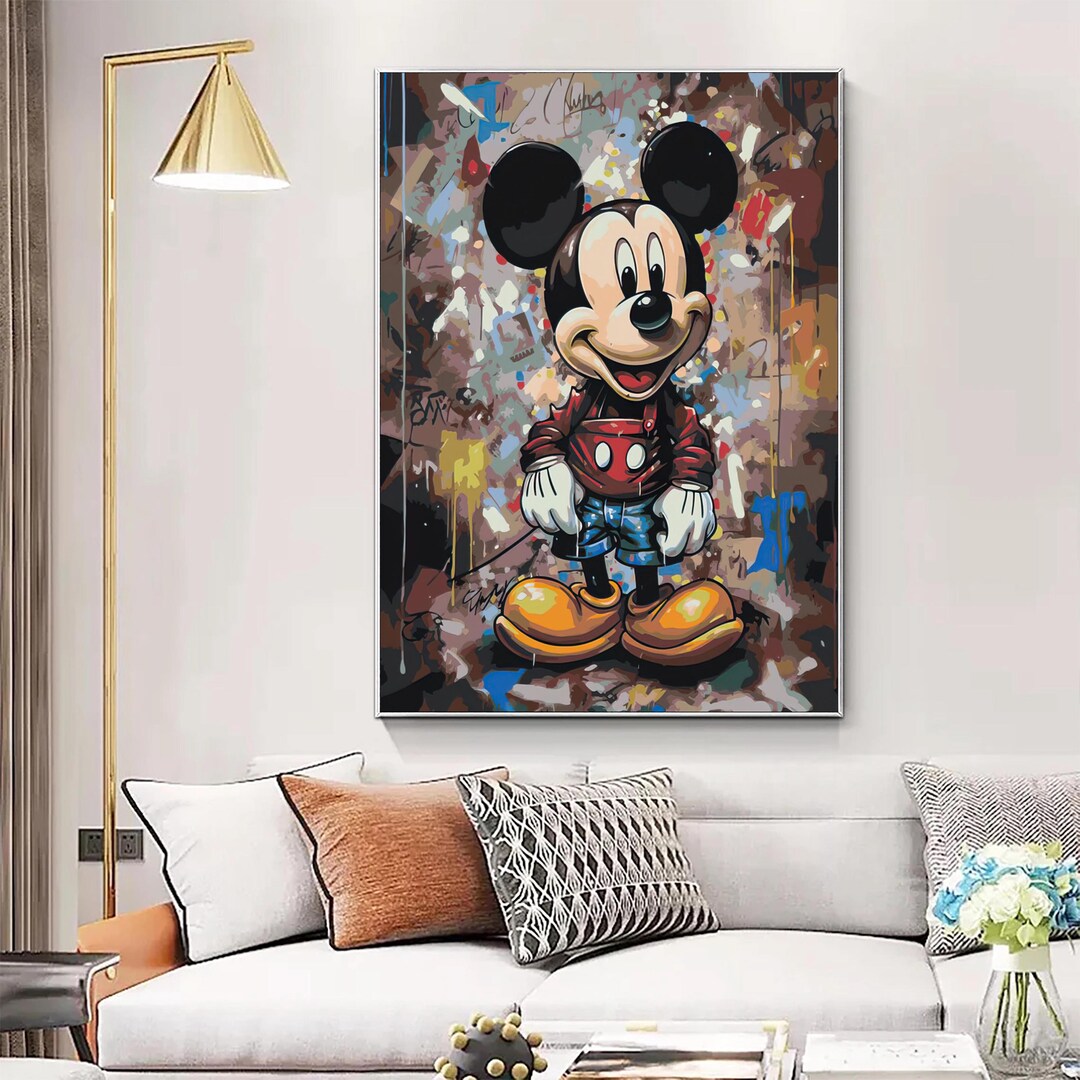 Mickey Mouse Graffiti Art, Street-style Cartoon Wall Decor, Bold Pop ...