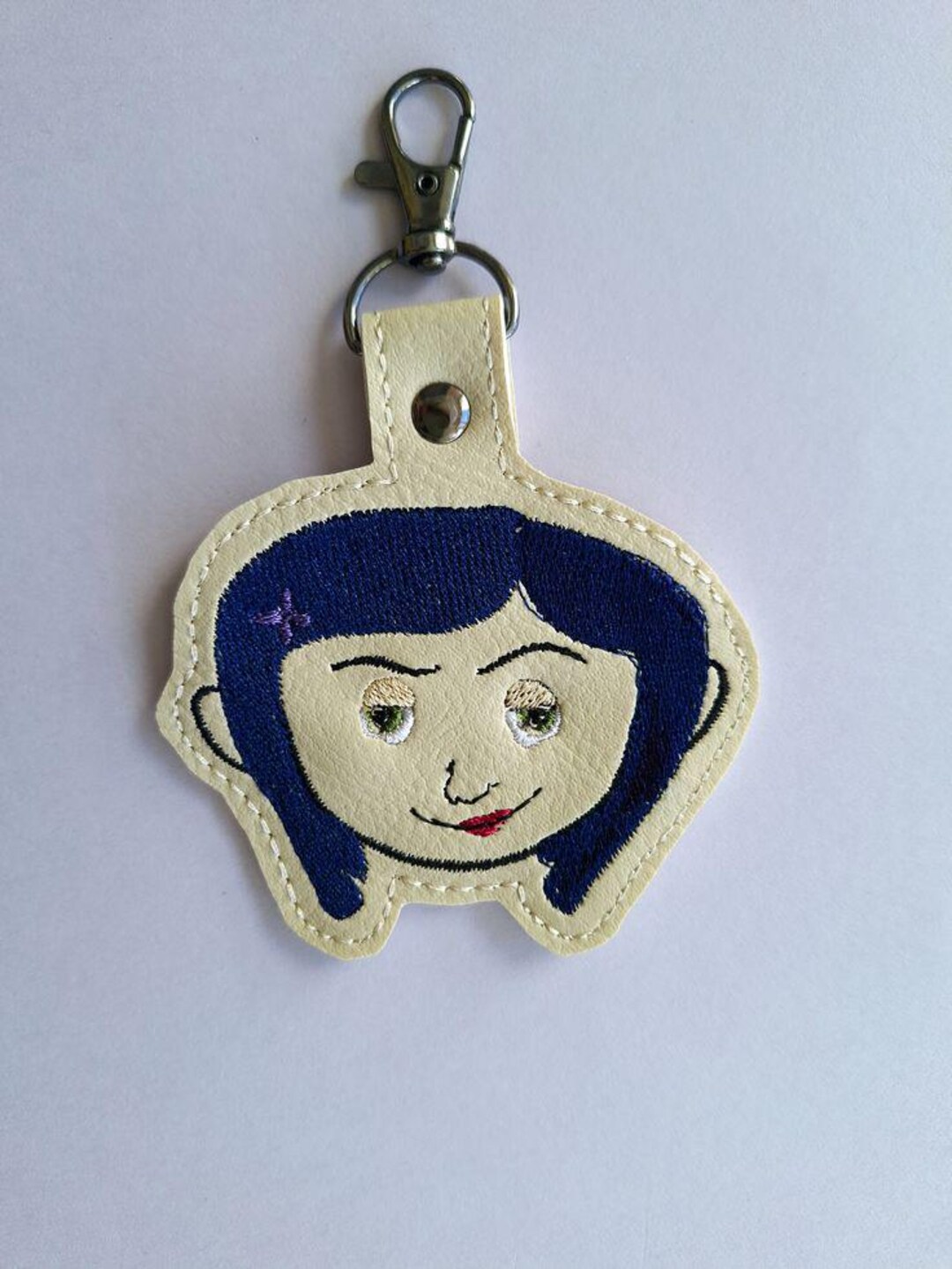 Cora Embroidered Vinyl Keychain - Etsy