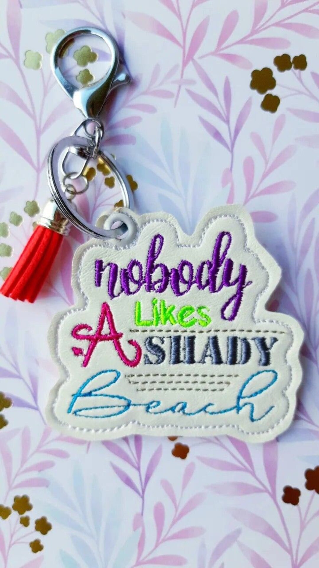Embroidered Keychain - Shady Beach - Etsy