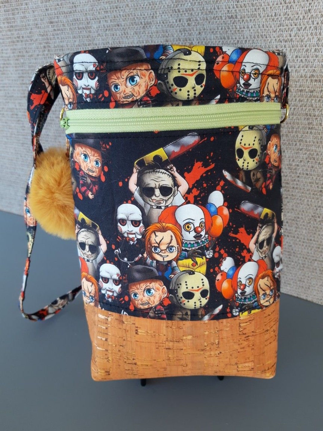 Horror Gang Crossbody Purse With Front Zipper Pocket and Furry Pompom ...