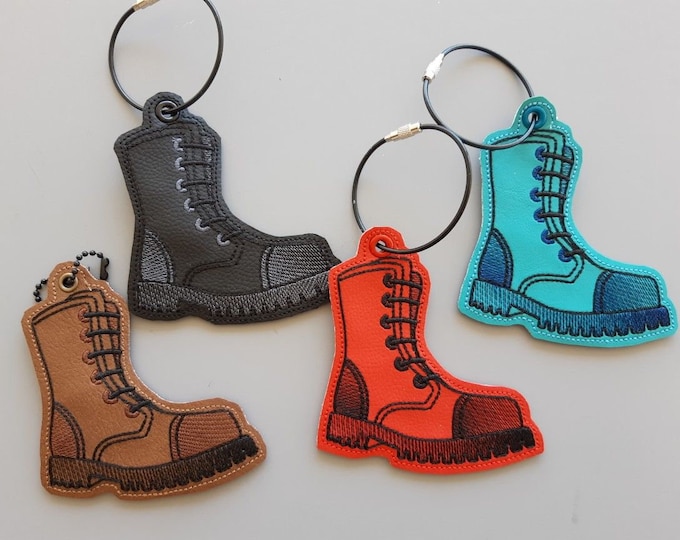 Boot Embroidered Vinyl Keychain Your Choice of Color - Etsy