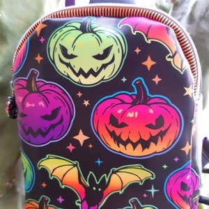 Neon Pumpkins and Bats - Mini Backpack Crossbody Purse - Etsy