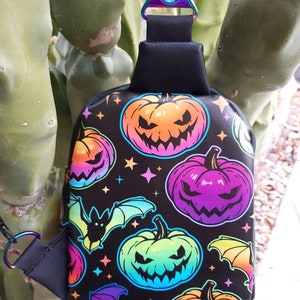 Neon Pumpkins and Bats - Mini Backpack Crossbody Purse - Etsy