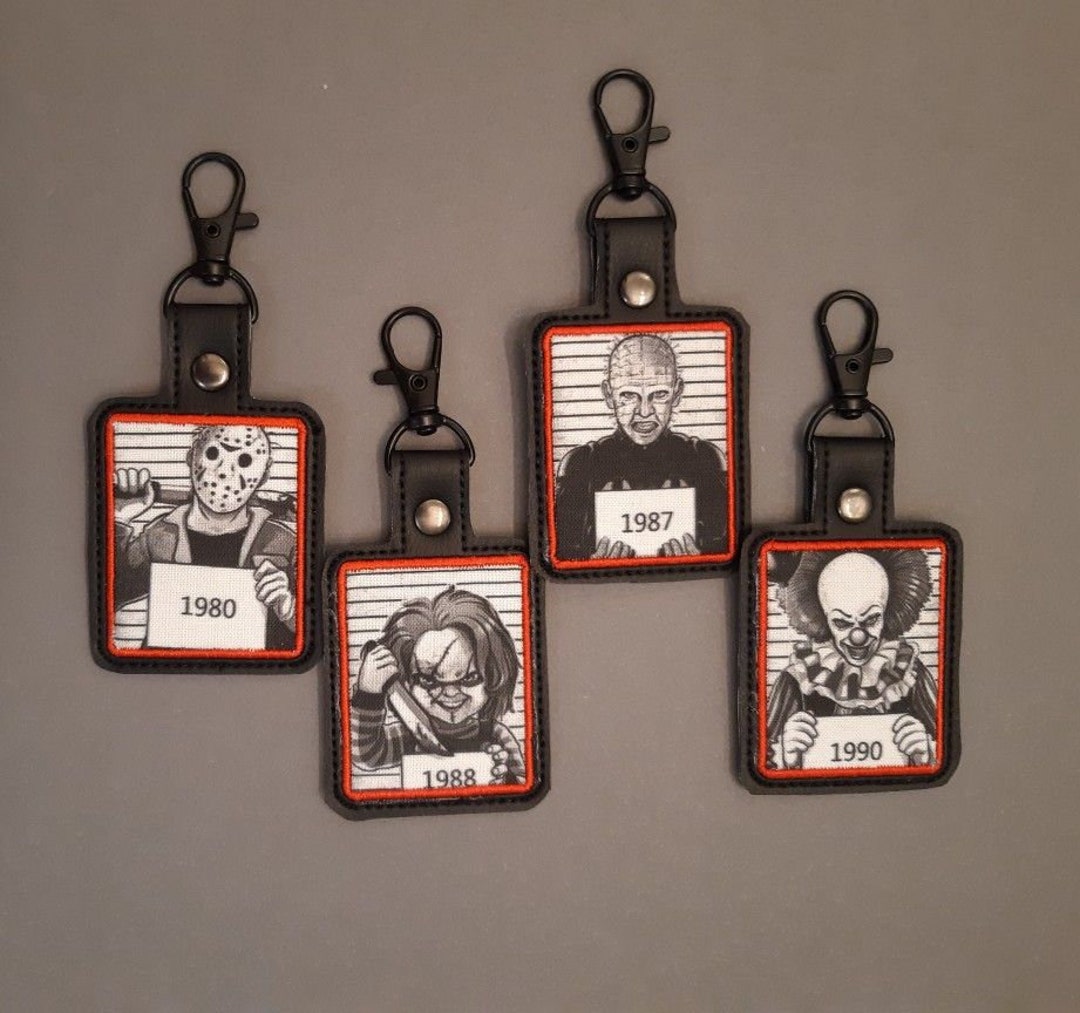 Horror Character Mugshots Embroidered Keychains - Your Choice - Etsy