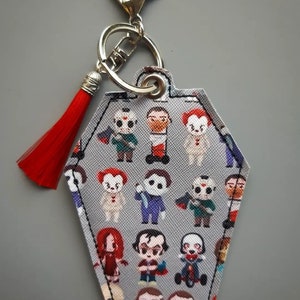 Coffin Shaped Vinyl Keychain - Chibi Horror Characters - Gray - Etsy