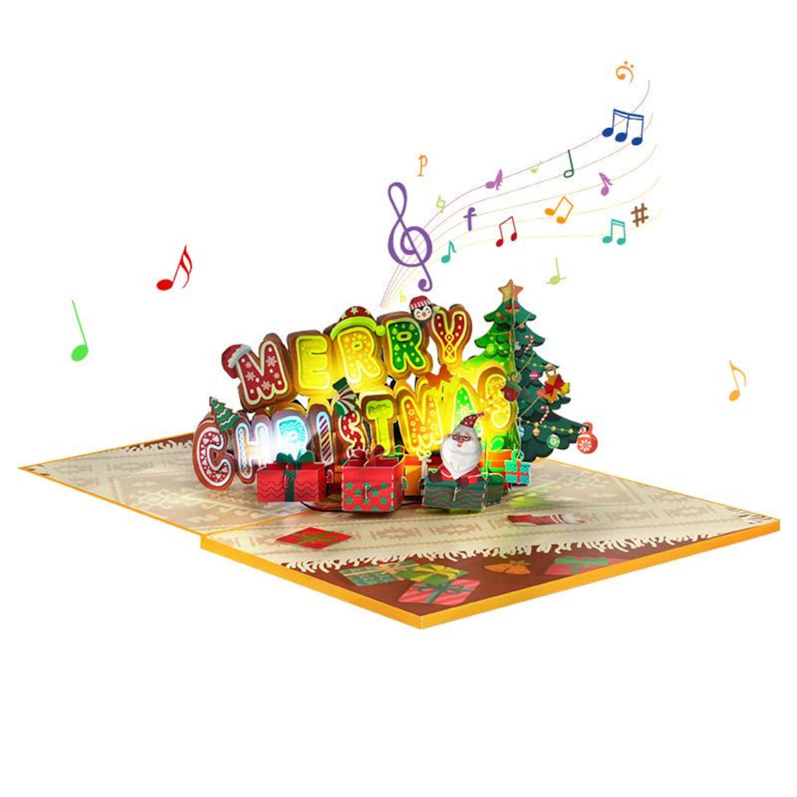 3D Pop-up Christmas Card | Lights and Music, Plays "deck the Halls ...