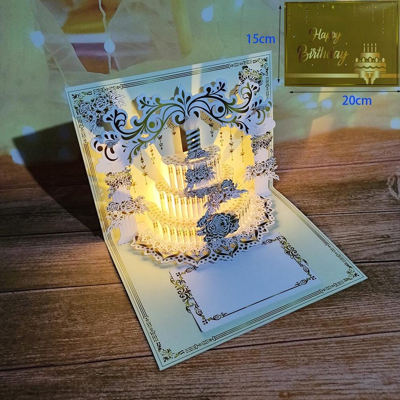 3D Pop up Birthday Card, LED Cake & Music, Candle Blow Light - Etsy UK