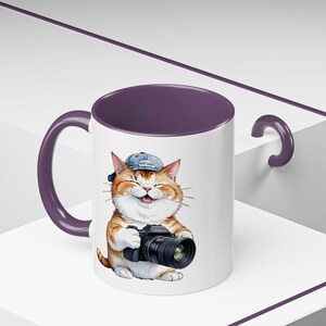 Cool Cat Personalized Photographer Mug, Cat & Camera Coffee Cup, Cute ...