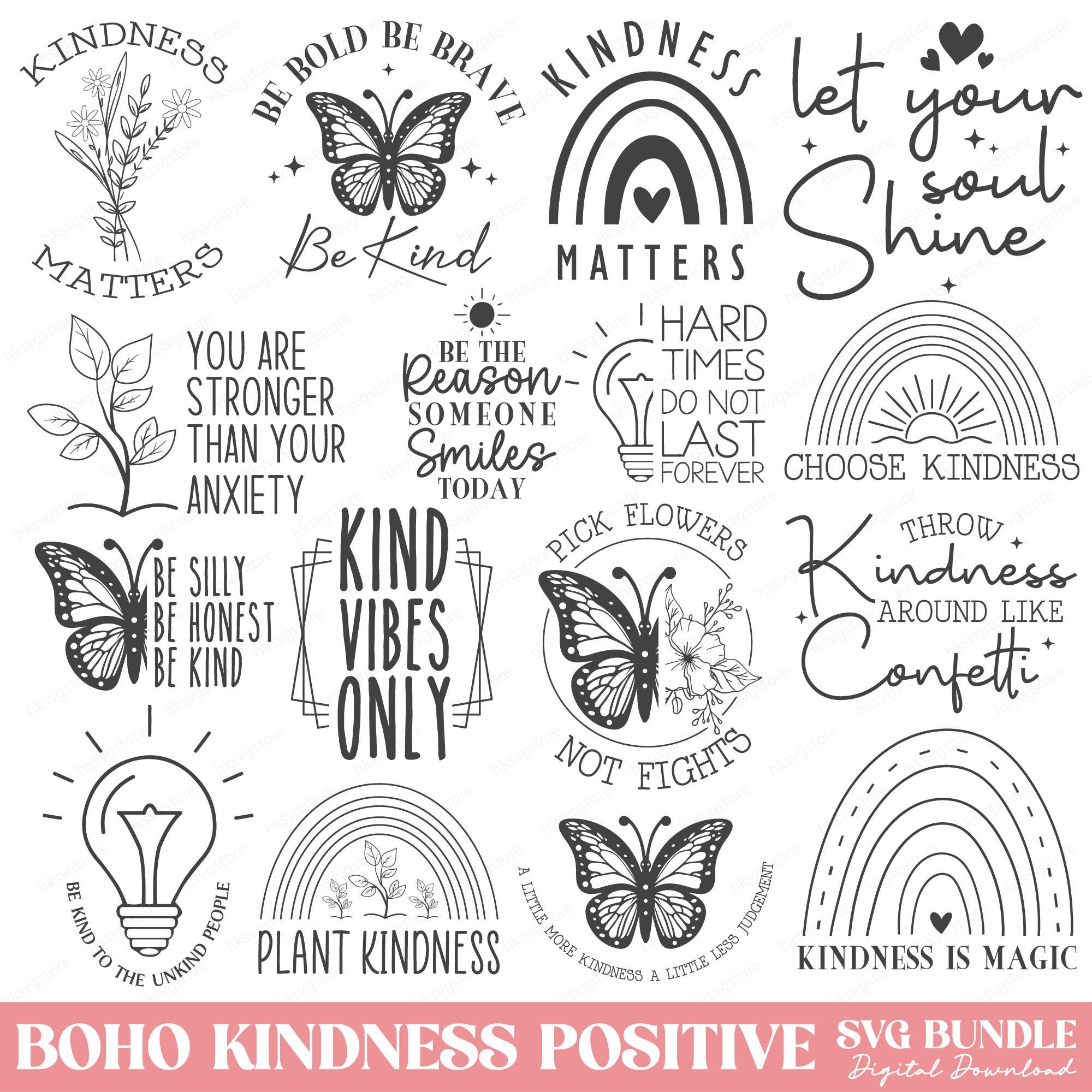 Kindness Wildflower SVG Bundle: Inspirational Quotes, Positive Designs ...