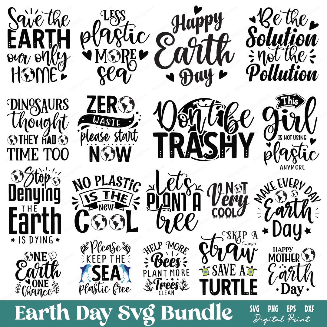 Earth Day SVG Bundle: Recycle Clipart, Globe Graphics (instant Download ...