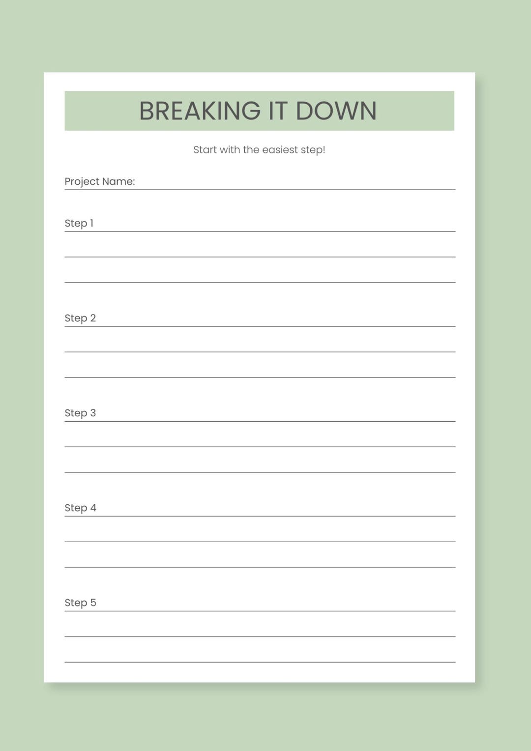 Task Breakdown Worksheet | Printable Project Planner for ADHD | Gentle ...