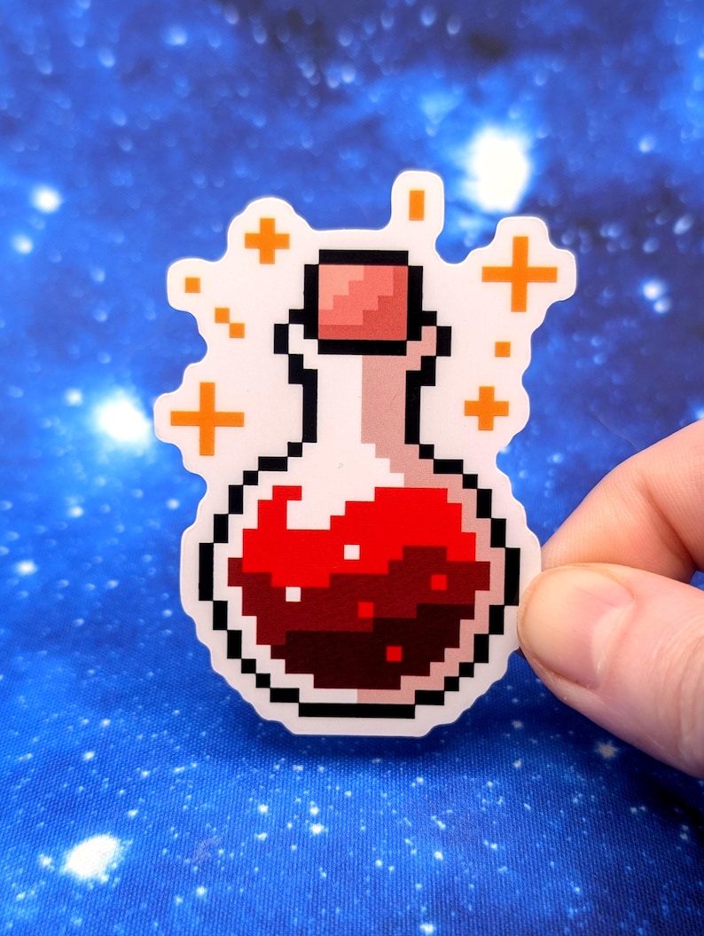 8-bit Pixel Healing Potion Dungeons and Dragons Inspired 2.5 Inch Clear ...