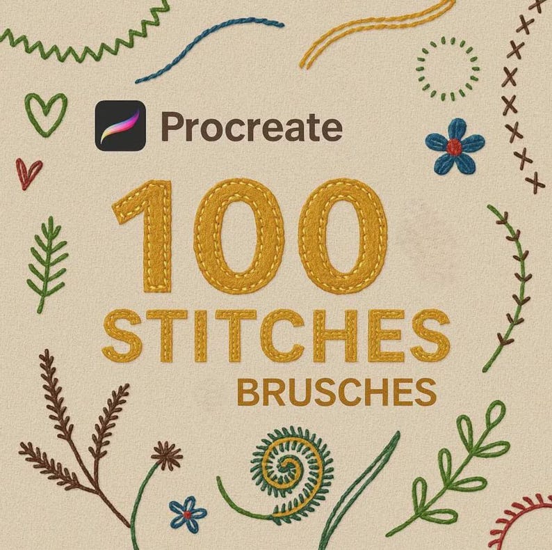 STITCH PROCREATE Brushes,embroidery Procreate Brush,faux Embroidery,cross Stitch Brush,realistic ...