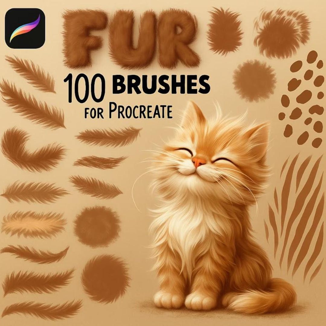 Fur & Feather Brushes, Procreate Brush Bundle, iPad Brushes, Fur ...