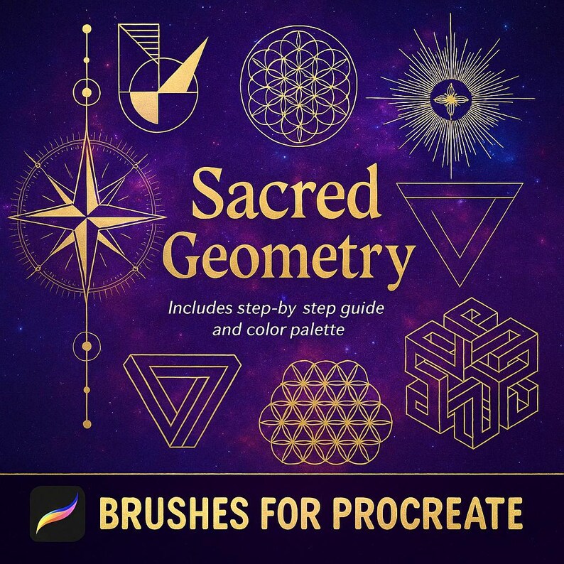 Procreate Geometric Patterns, Magic Geometry Procreate Brushes, Sacred Ornament Tattoo, Mystic ...