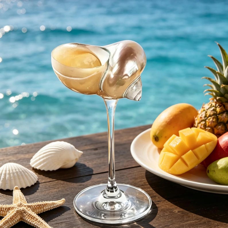 Seashell Wine Glasses, Handmade Shell Martini Glass, Beach Wedding ...