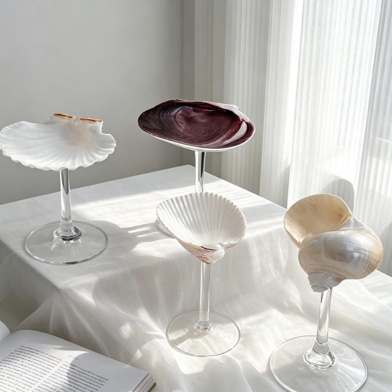 Seashell Wine Glasses, Handmade Shell Martini Glass, Beach Wedding ...