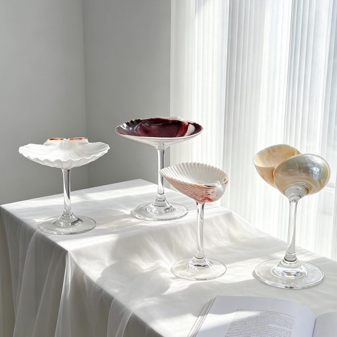 Seashell Wine Glasses, Handmade Shell Martini Glass, Beach Wedding ...