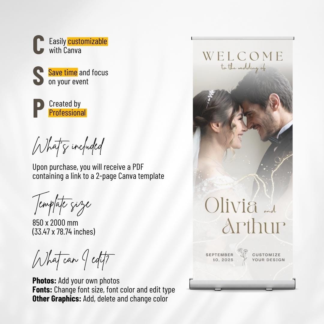 Customizable Wedding Retractable Banner Welcome Banner Wedding Welcome ...