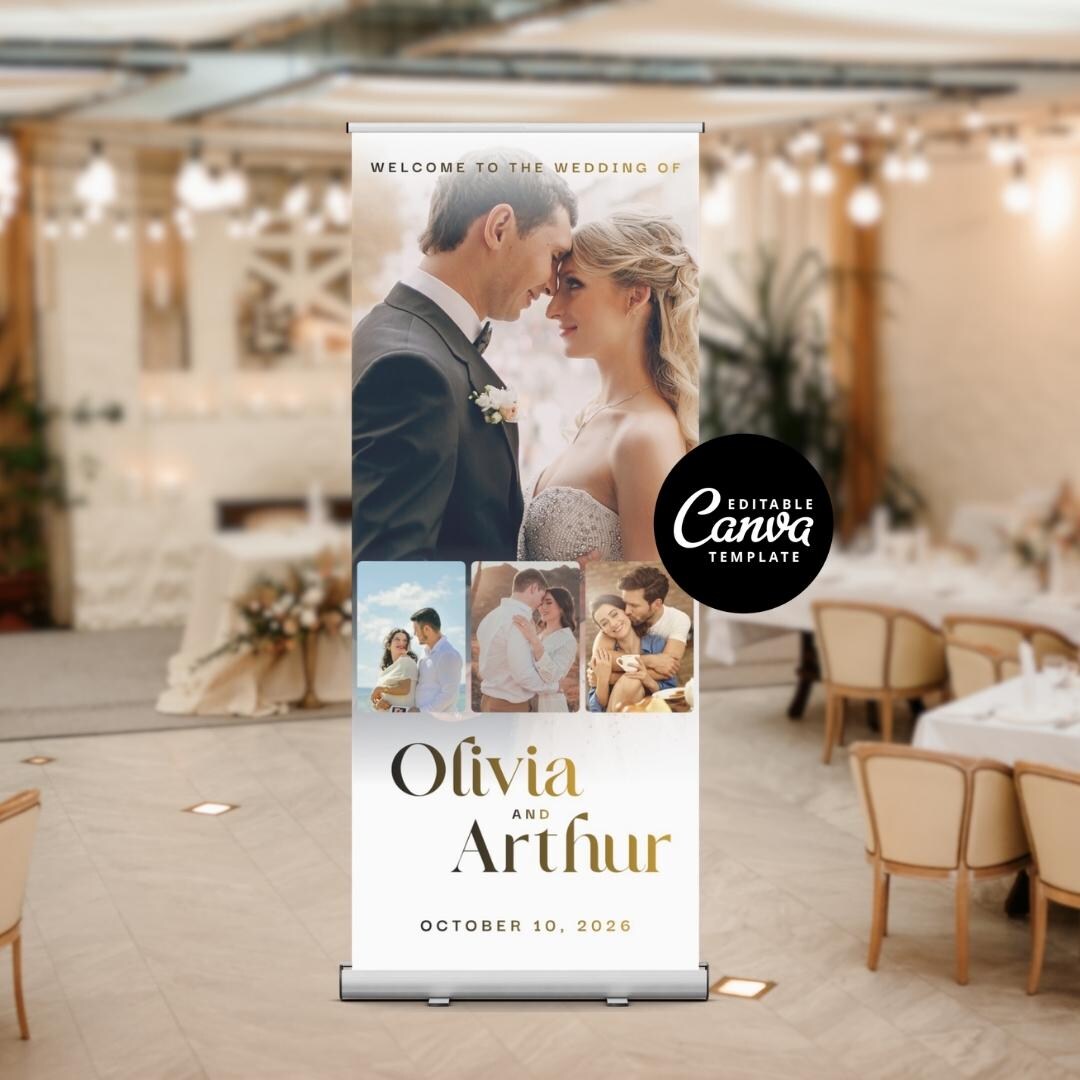 Custom Wedding Welcome Banner Template: Editable Canva Retractable ...