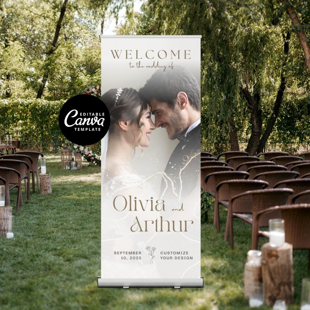 Customizable Wedding Retractable Banner Welcome Banner Wedding Welcome ...