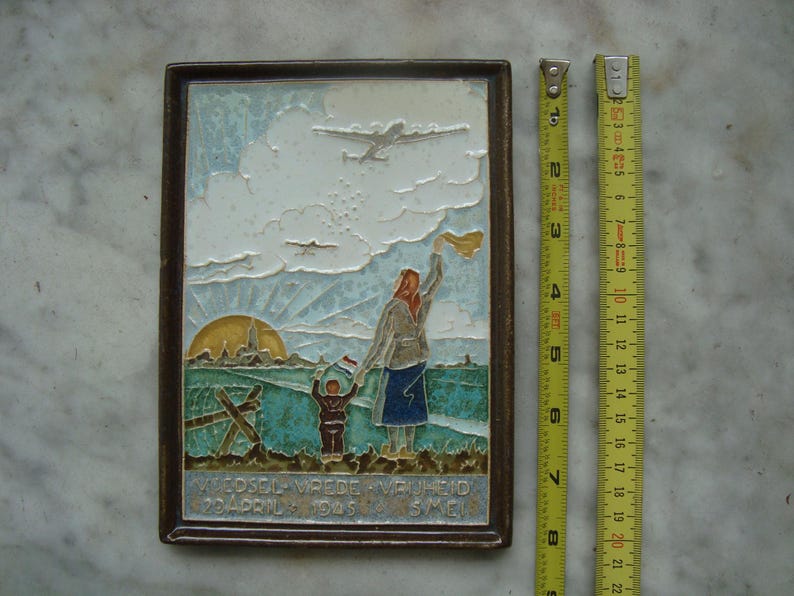 Nice Ww2 ,liberation, Royal Delft Tile Arts and Craft, 1945,cloissonnee ...