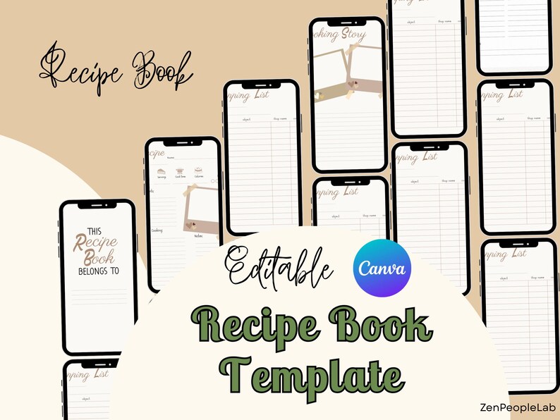 Printable Recipe Book Template: Minimalist Cooking Planner (instant ...