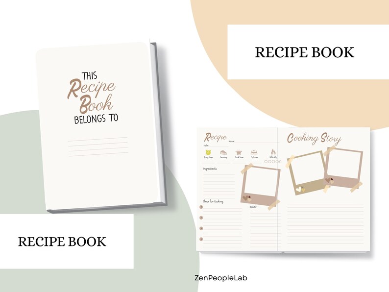 Printable Recipe Book Template: Minimalist Cooking Planner (instant ...