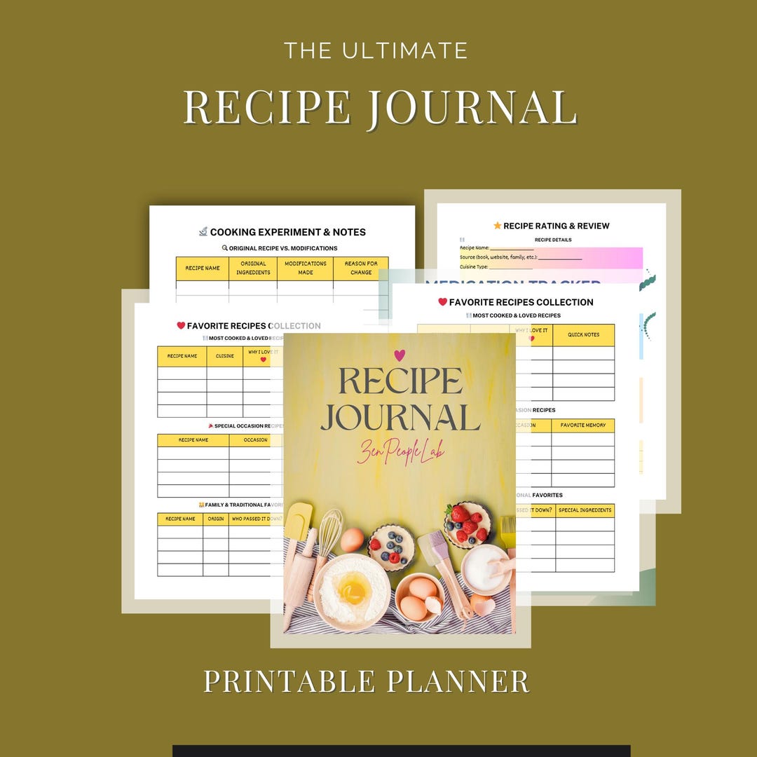 Recipe Journal Printable: Cooking Diary & Food Log (PDF) - Etsy
