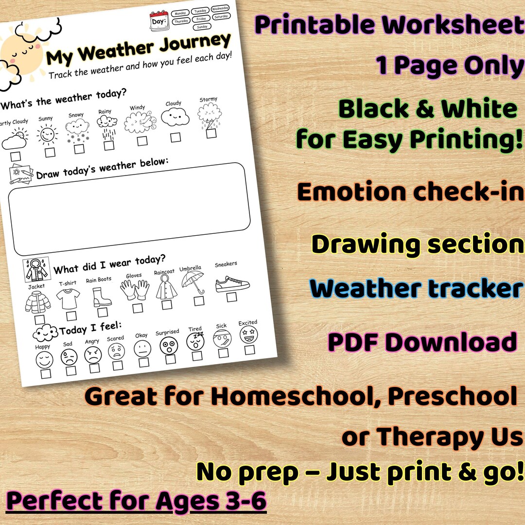 My Weather Journal – Printable Daily Weather & Emotion Tracker for Kids ...
