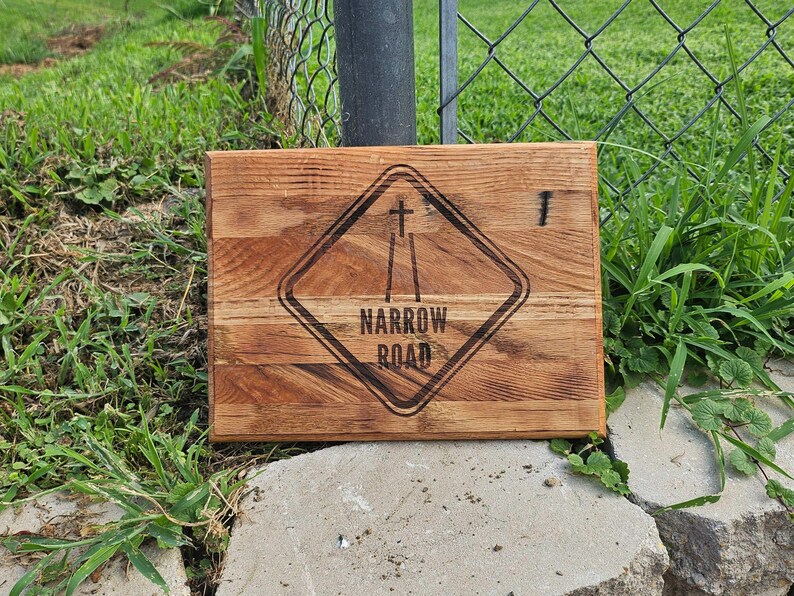 Engraved Rustic Christian Wall Sign "narrow Road" - Inspiring Christian ...