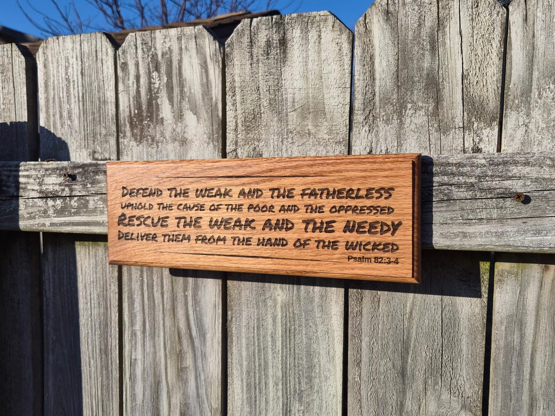 Bible Plaque "defend the Weak" - Hardwood Engraved Christian Wall Art ...