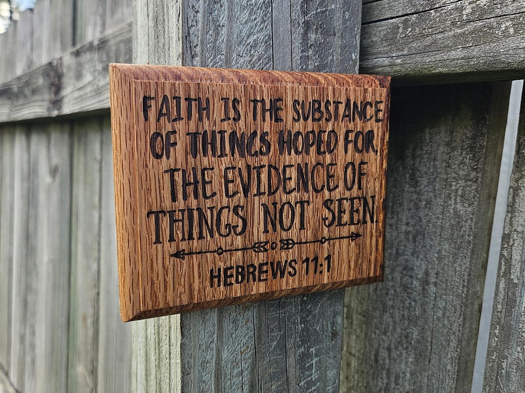 Mini Engraved Bible Verse - Hebrews 11:1 - Small Wooden Sign Reclaimed ...