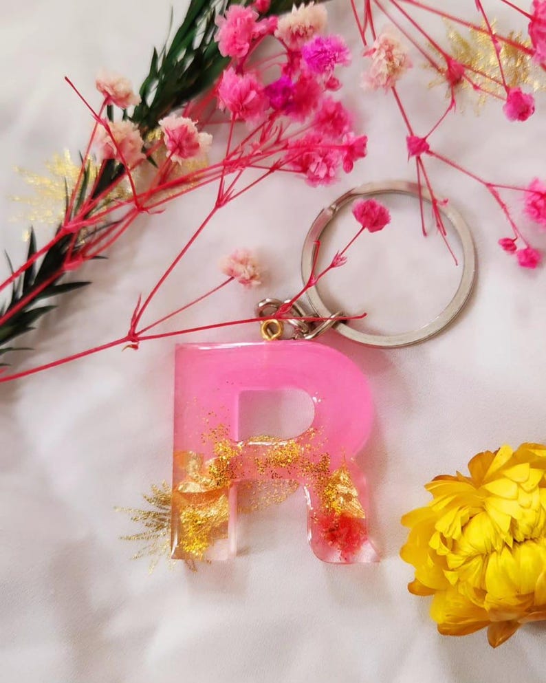 Custom Resin Alphabet Keychain, Handmade Initial Keyring - Etsy
