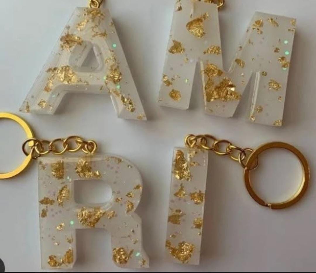 Custom Resin Alphabet Keychain, Handmade Initial Keyring - Etsy