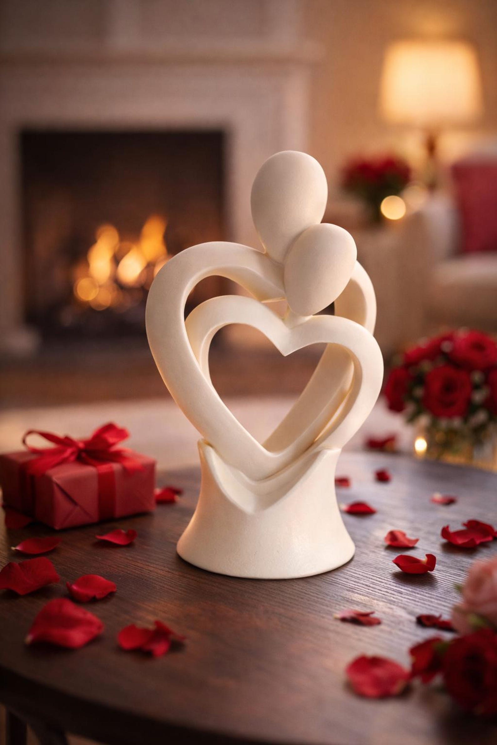 Infinity Heart Couple Statue, Abstract Lovers Sculpture, Romantic ...