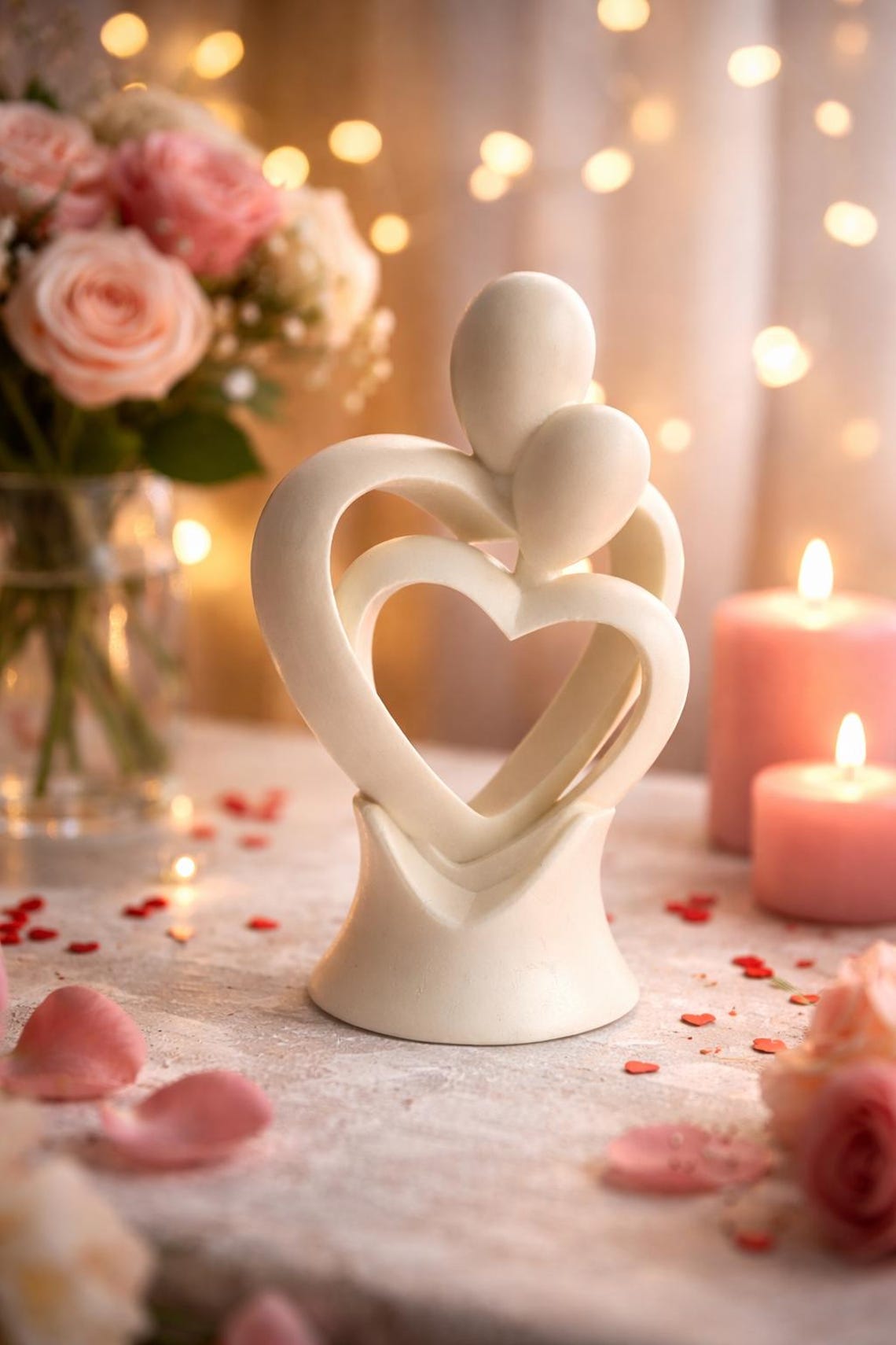 Infinity Heart Couple Statue, Abstract Lovers Sculpture, Romantic ...
