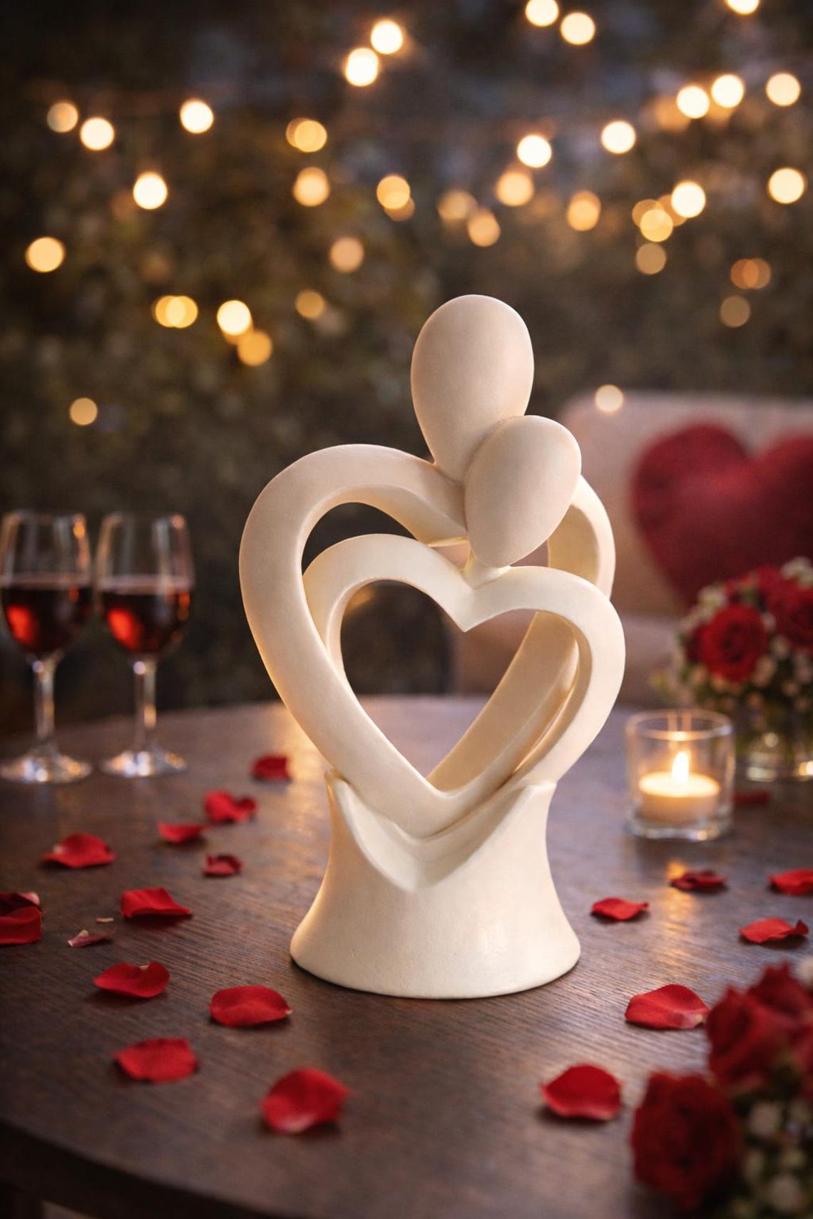 Infinity Heart Couple Statue, Abstract Lovers Sculpture, Romantic ...